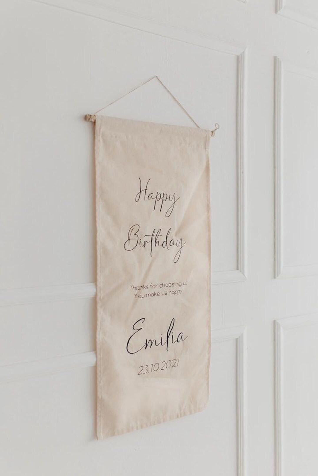 Personalized Happy Birthday Wall Banner, Custom Fabric Sign With Name ...