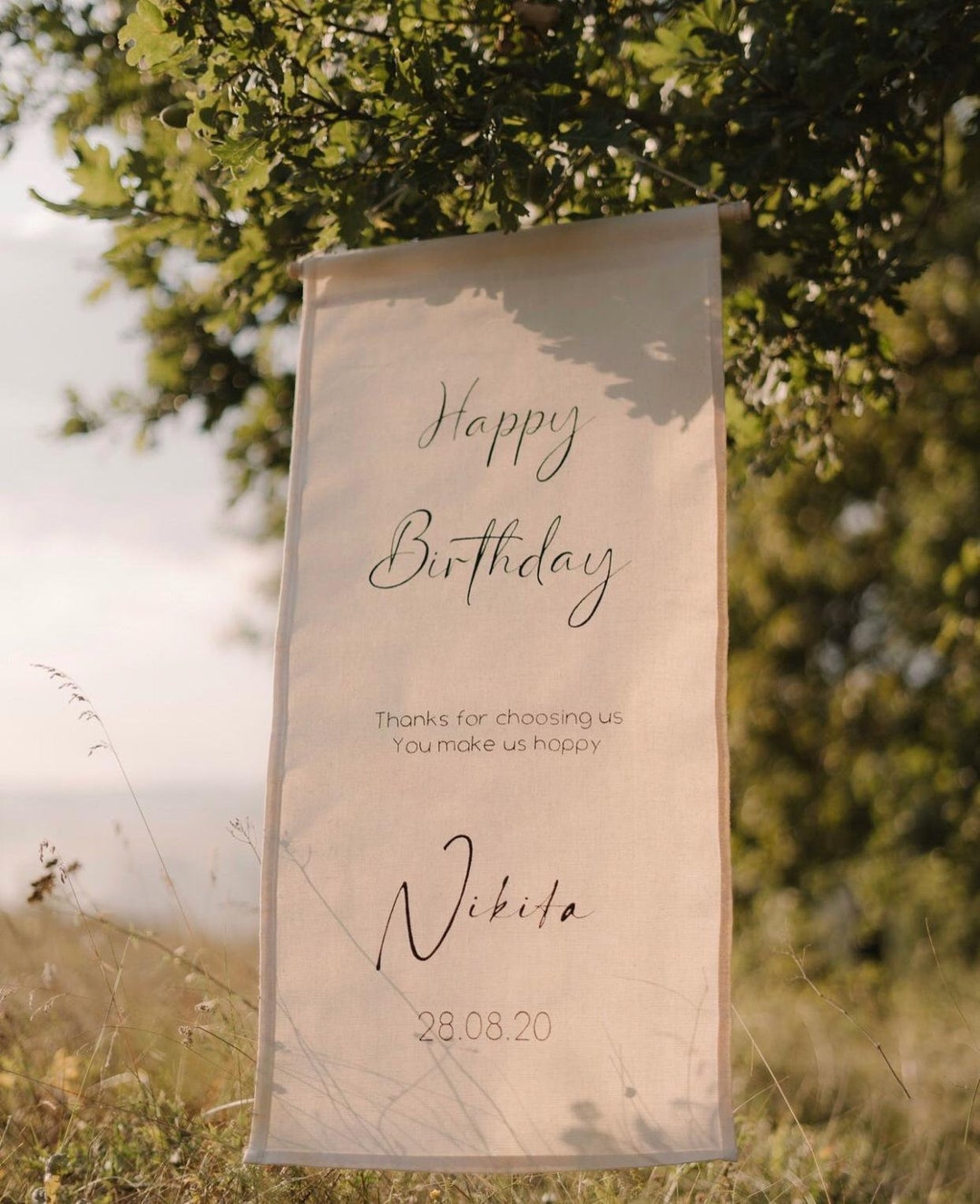Personalized Happy Birthday Wall Banner, Custom Fabric Sign With Name ...