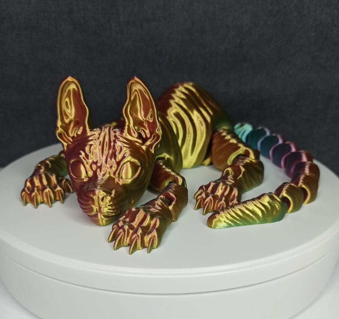 3D Printed Sphynx Cat, Flexible Cat, Articulated Spfynx Cat - Etsy