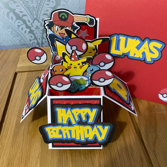 UNIQUE Handmade POKEMON Birthday Box Card. Personalised Card. - Etsy UK