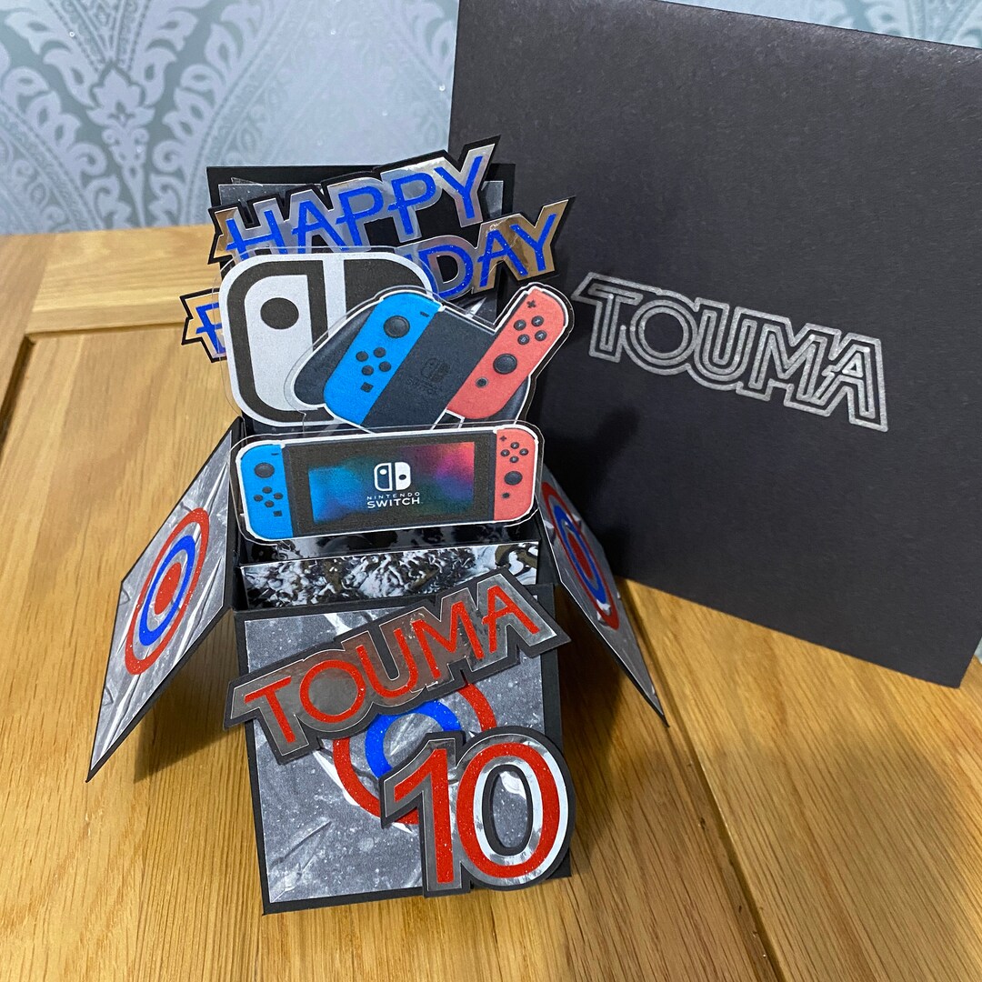 UNIQUE Handmade SWITCH Themed Birthday Box Card. Gamer Console ...