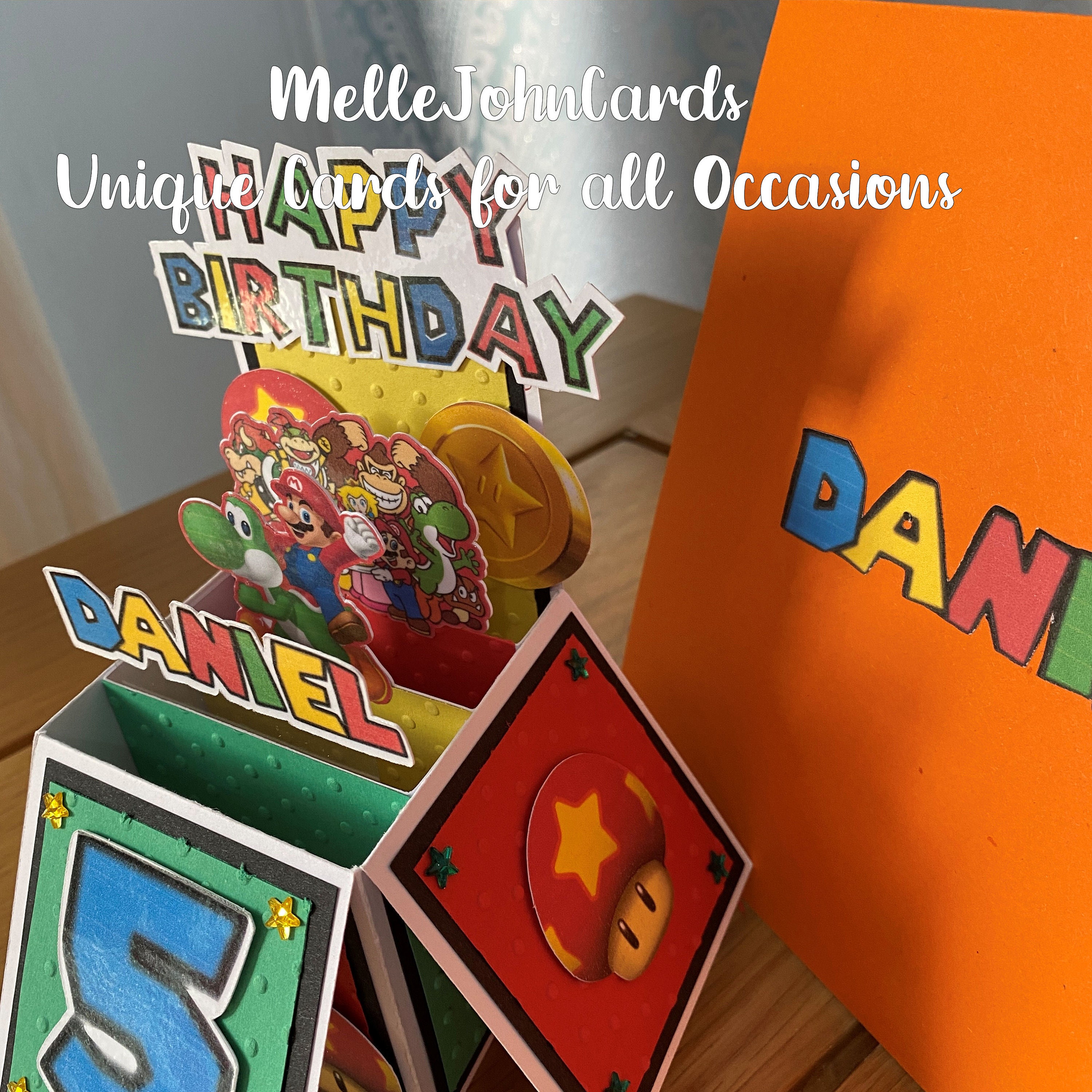 UNIQUE Handmade MARIO birthday box card. Personalised card. | Etsy