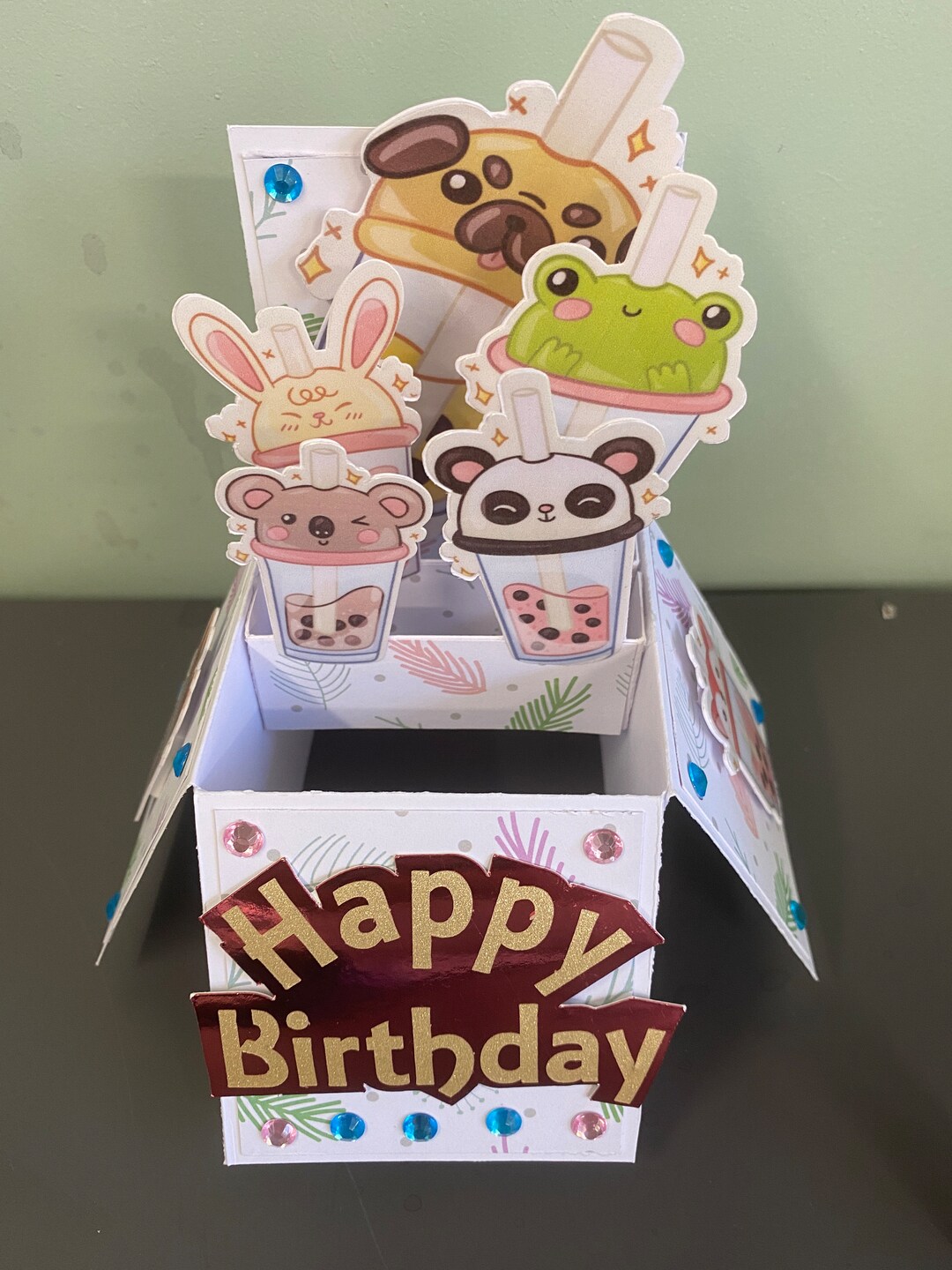 UNIQUE Handmade BOBA Bubble TEA Personalised Birthday Box Card. - Etsy
