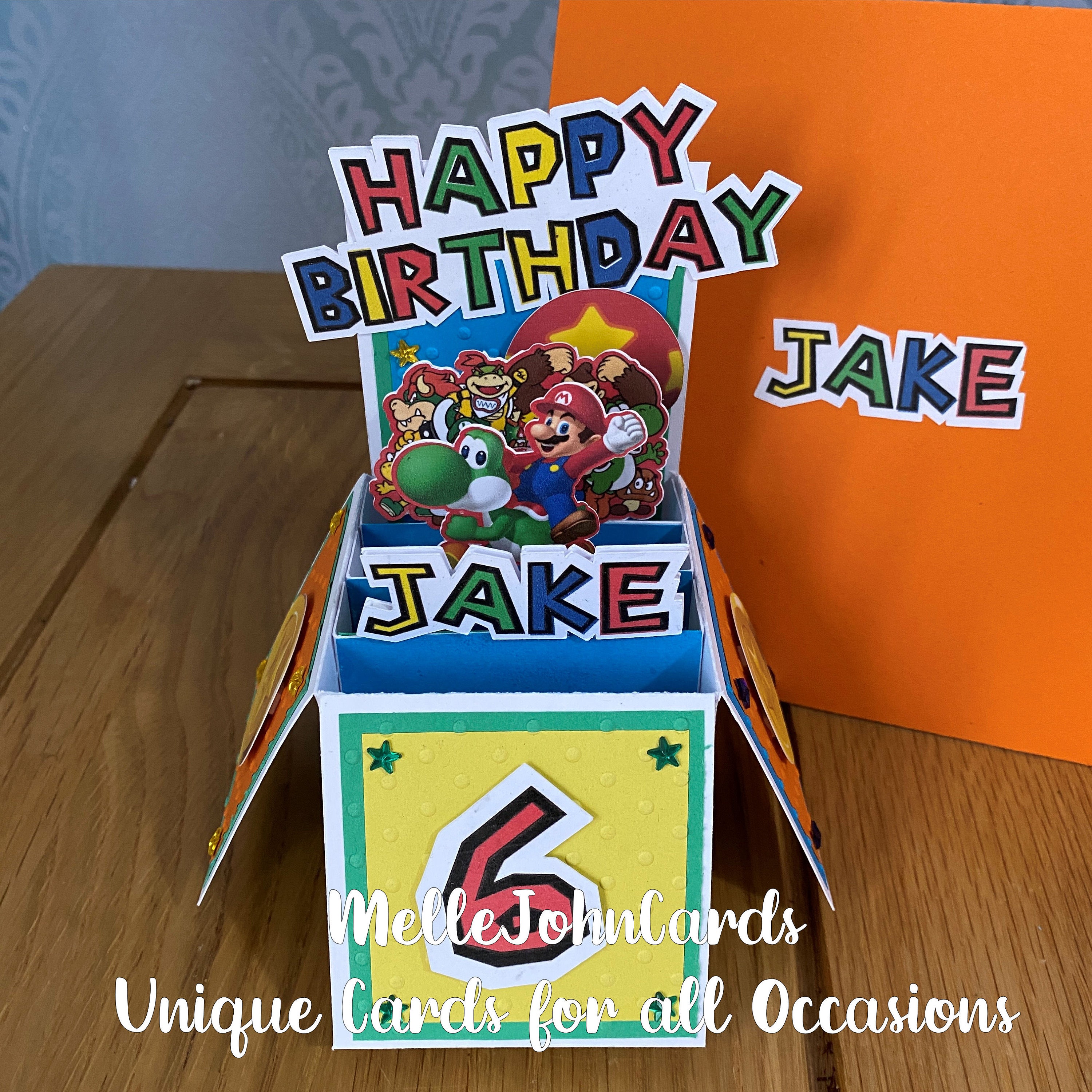 UNIQUE Handmade MARIO birthday box card. Personalised card. | Etsy