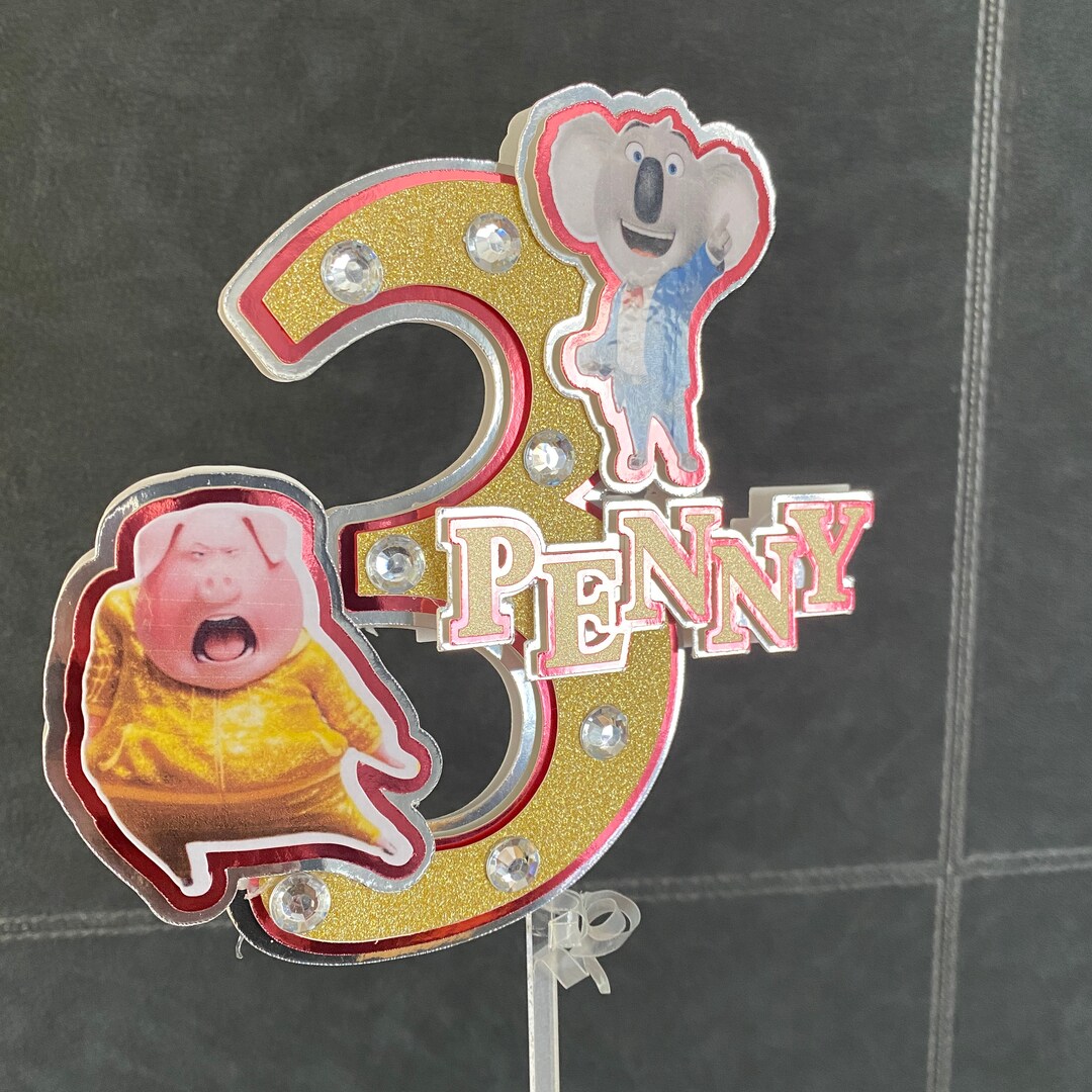 Personalised SING Themed Cake Topper Matching Birthday Card Also ...