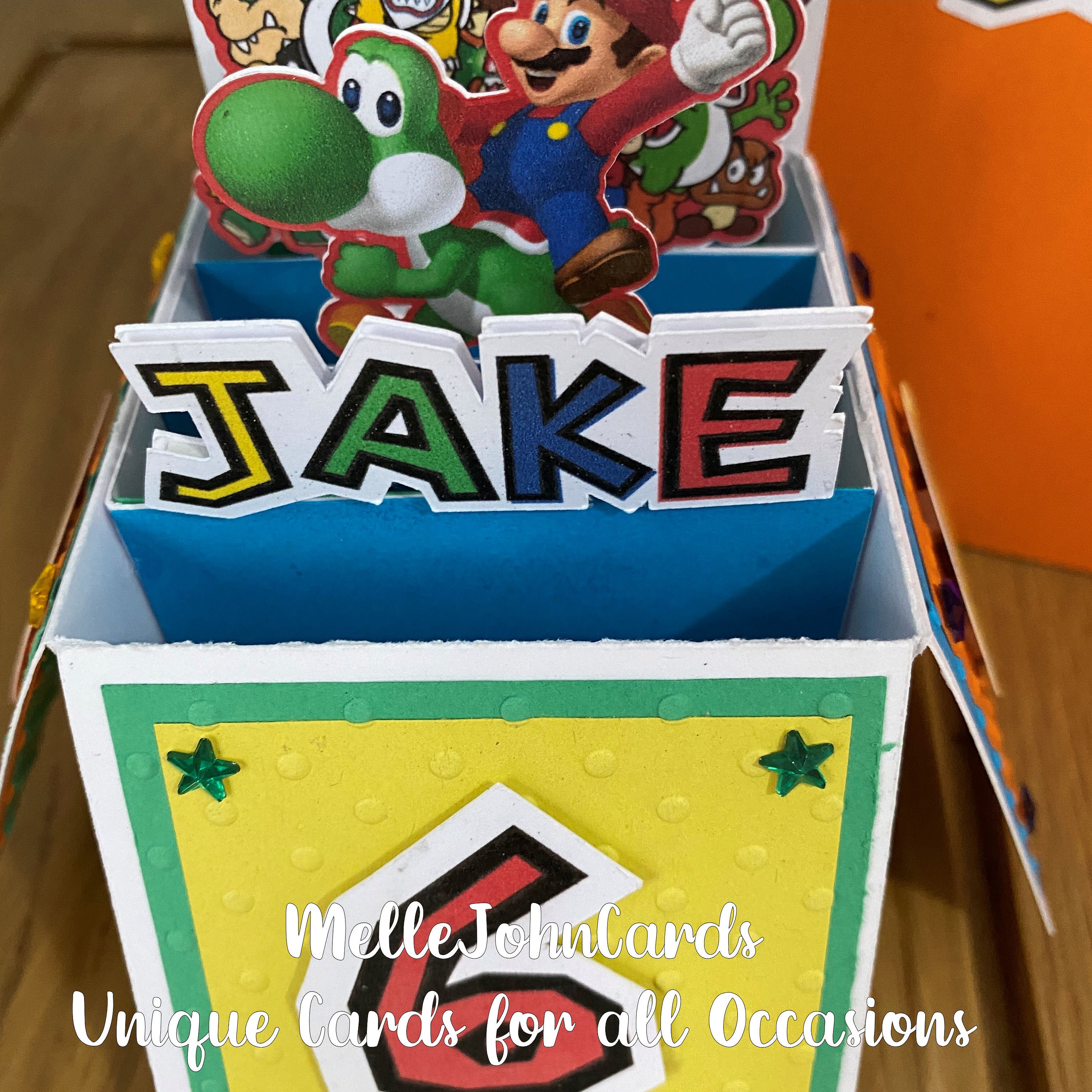 UNIQUE Handmade MARIO birthday box card. Personalised card. | Etsy