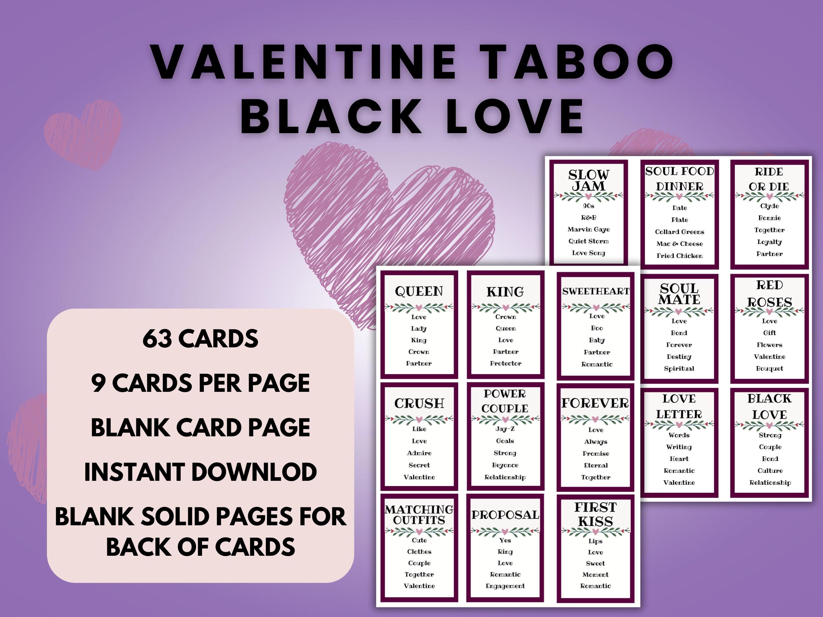 Black Love Taboo Game - Printable Romantic Word Guessing Game for ...