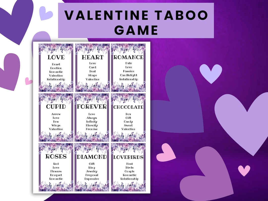 Valentine’s Day Taboo Game - Printable Party Game for Couples, Friends, and Family - Romantic ...