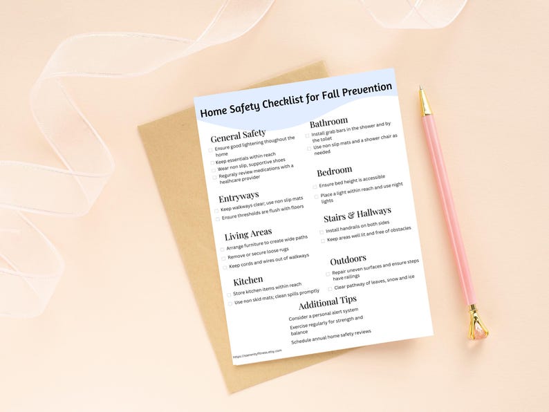 Fall Prevention Checklist, Home Safety, Senior Elderly Fall Prevention ...