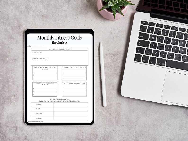 Monthly Fitness Goals for Seniors Printable | Goal Worksheet | Fitness ...