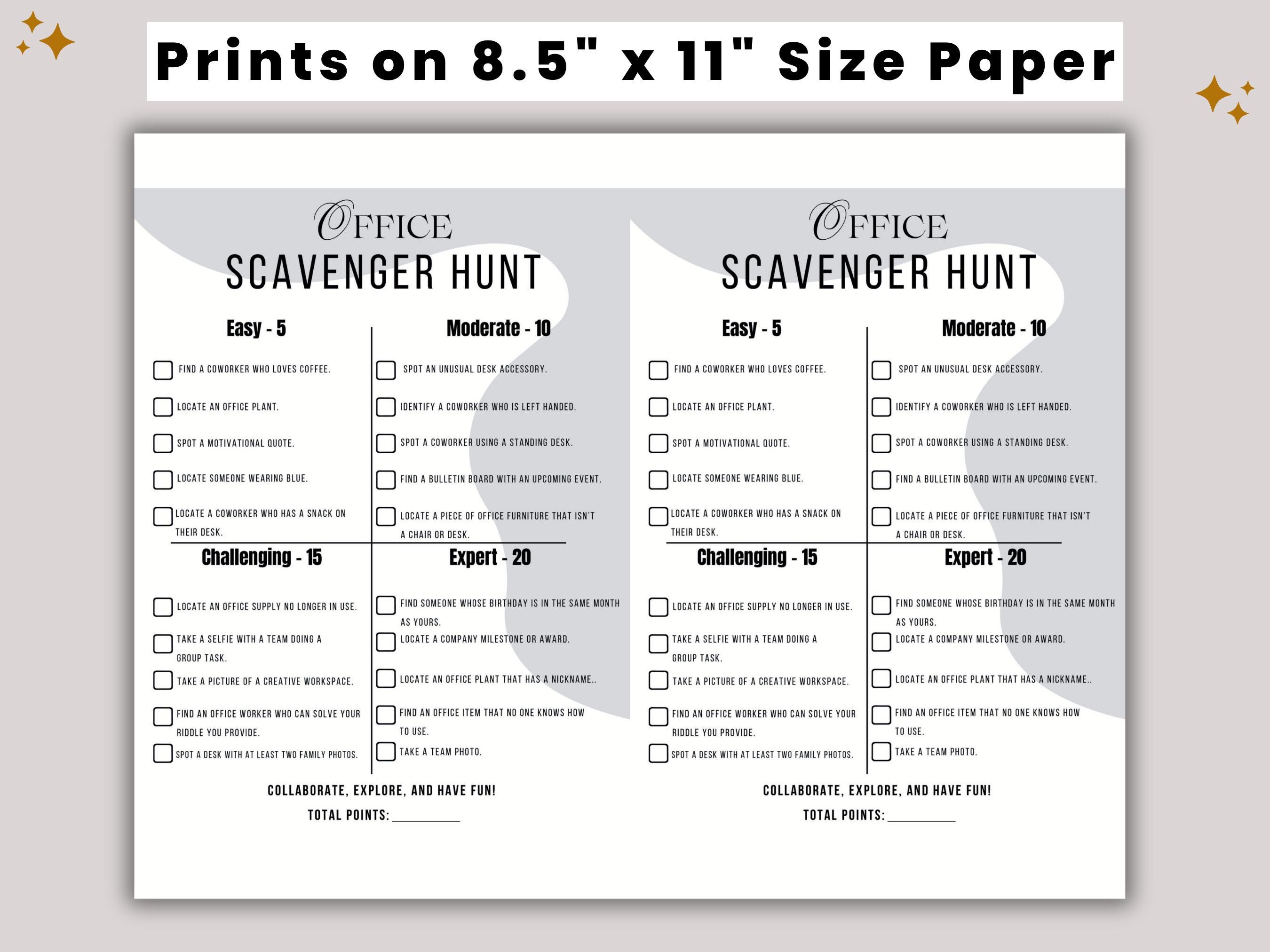 Office Scavenger Hunt | Fun Team-building Game for Workplace Engagement ...