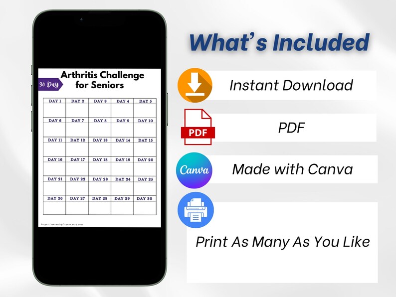 30 Day Arthritis Challenge | Senior Elderly Fitness | Printable Daily ...