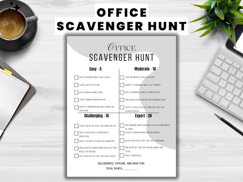 Office Scavenger Hunt | Fun Team-building Game for Workplace Engagement ...