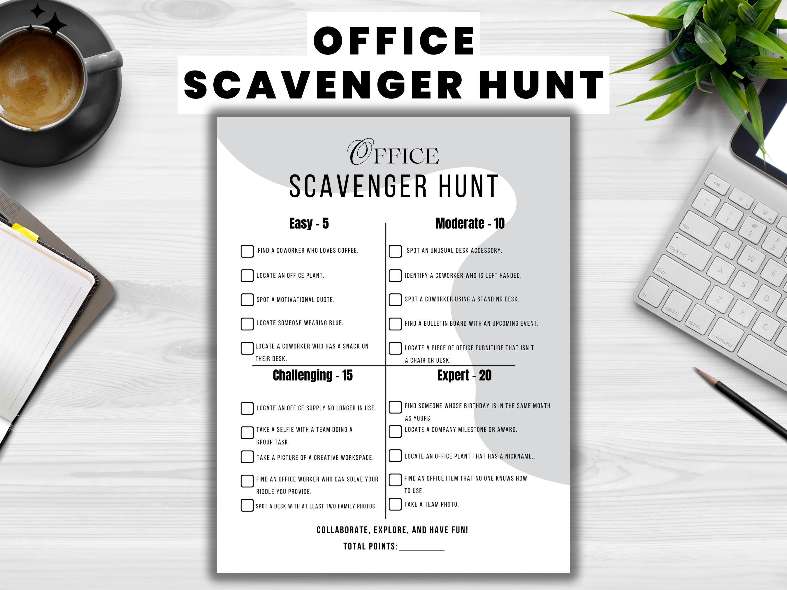 Office Scavenger Hunt | Fun Team-building Game for Workplace Engagement ...