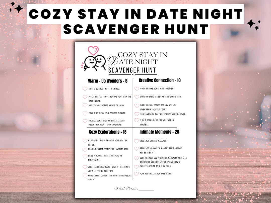 Cozy Stay-in Scavenger Hunt Printable | Fun Romantic Date Night for ...