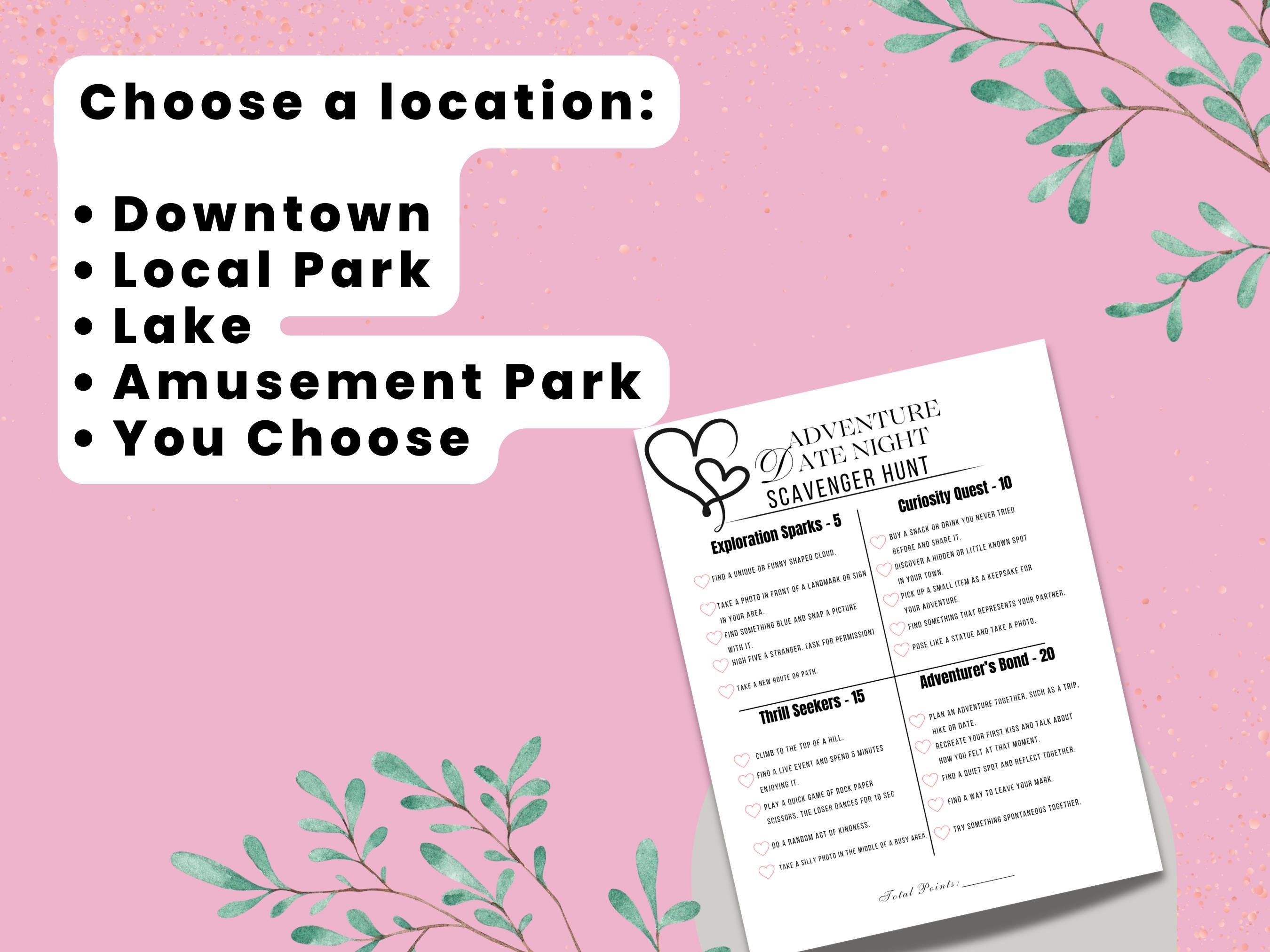 Adventure Date Night Scavenger Hunt Printable Fun Couples Game Unique ...