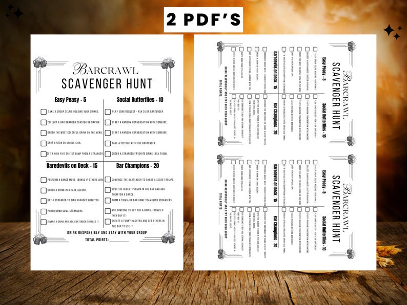 Bar Crawl Scavenger Hunt: Bachelorette Party Game (printable PDF) - Etsy
