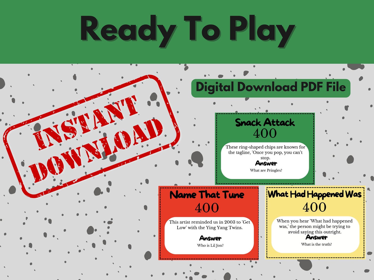 Ghetto Hood Jeopardy Printable Trivia Game (digital Download) - Etsy