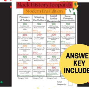 Black History Jeopardy Printable Game - Black African American ...