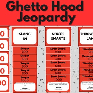 Ghetto Hood Jeopardy Printable Trivia Game (digital Download) - Etsy