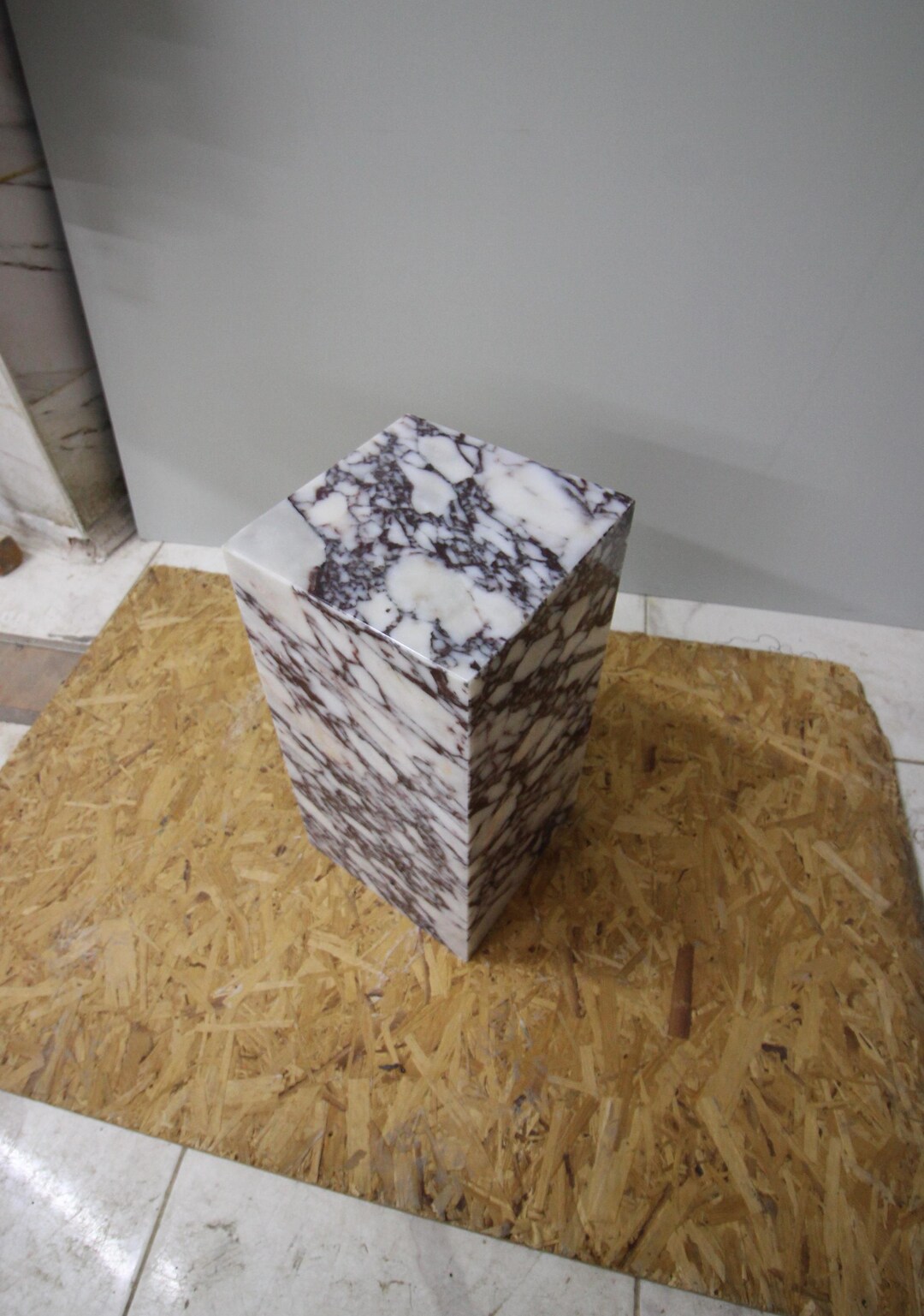 Calacatta Viola Marble Plinth, Luxury Handmade Natural Stone Side Table ...