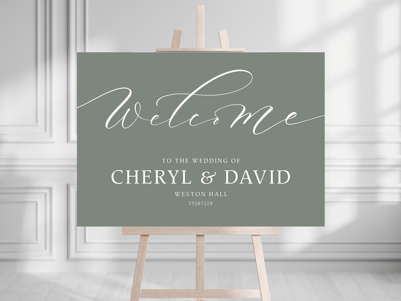 Sage Green Welcome Wedding Sign | Minimalist Welcome Wedding Sign ...