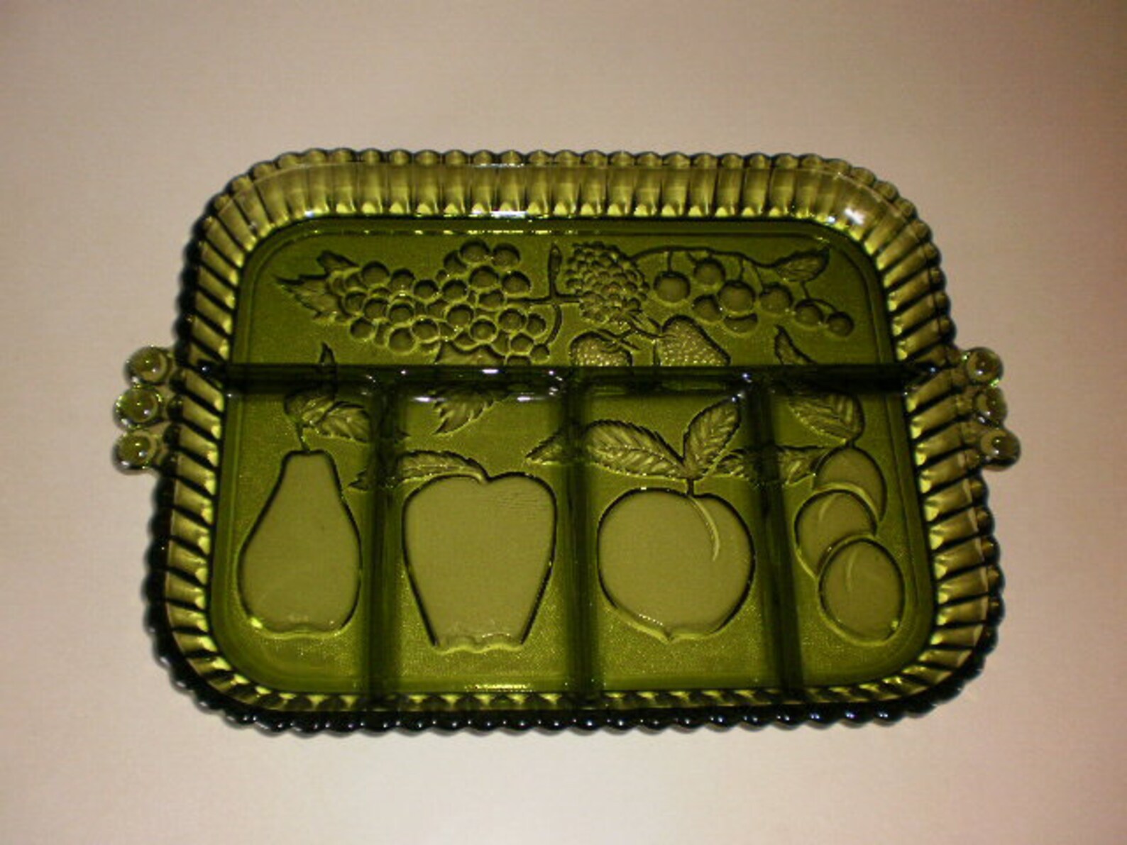 Vintage Glass Kitchen Serving Tray Green Etsy