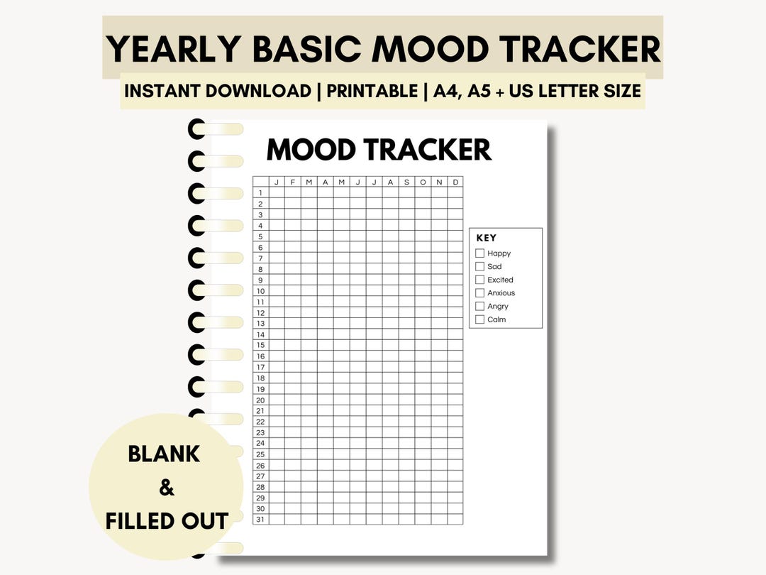 Premade Bullet Journal Printable Mood Tracker for Bullet Journal Pages ...