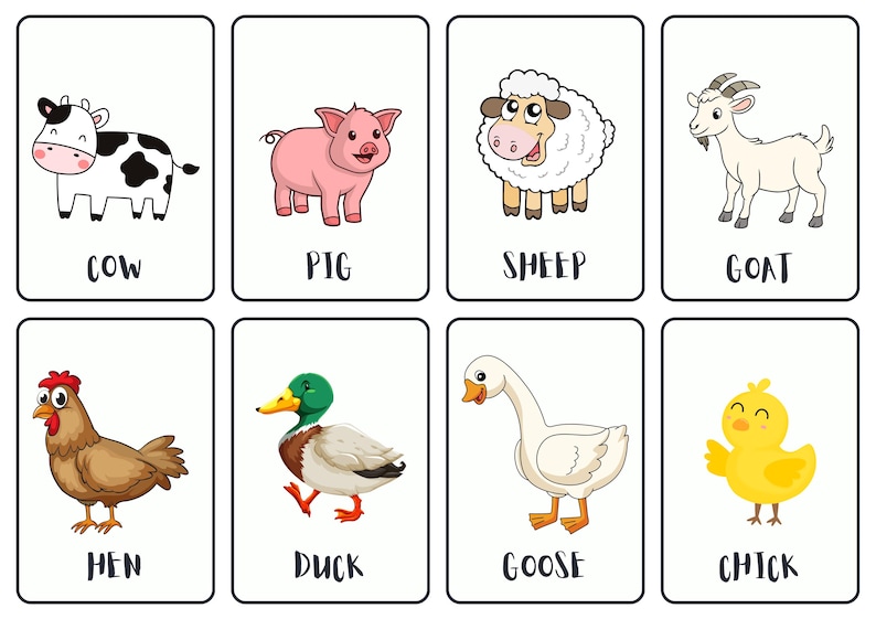 PDF Farm Animals Flashcards | 24 Cards | Printable Cards | Preschool ...