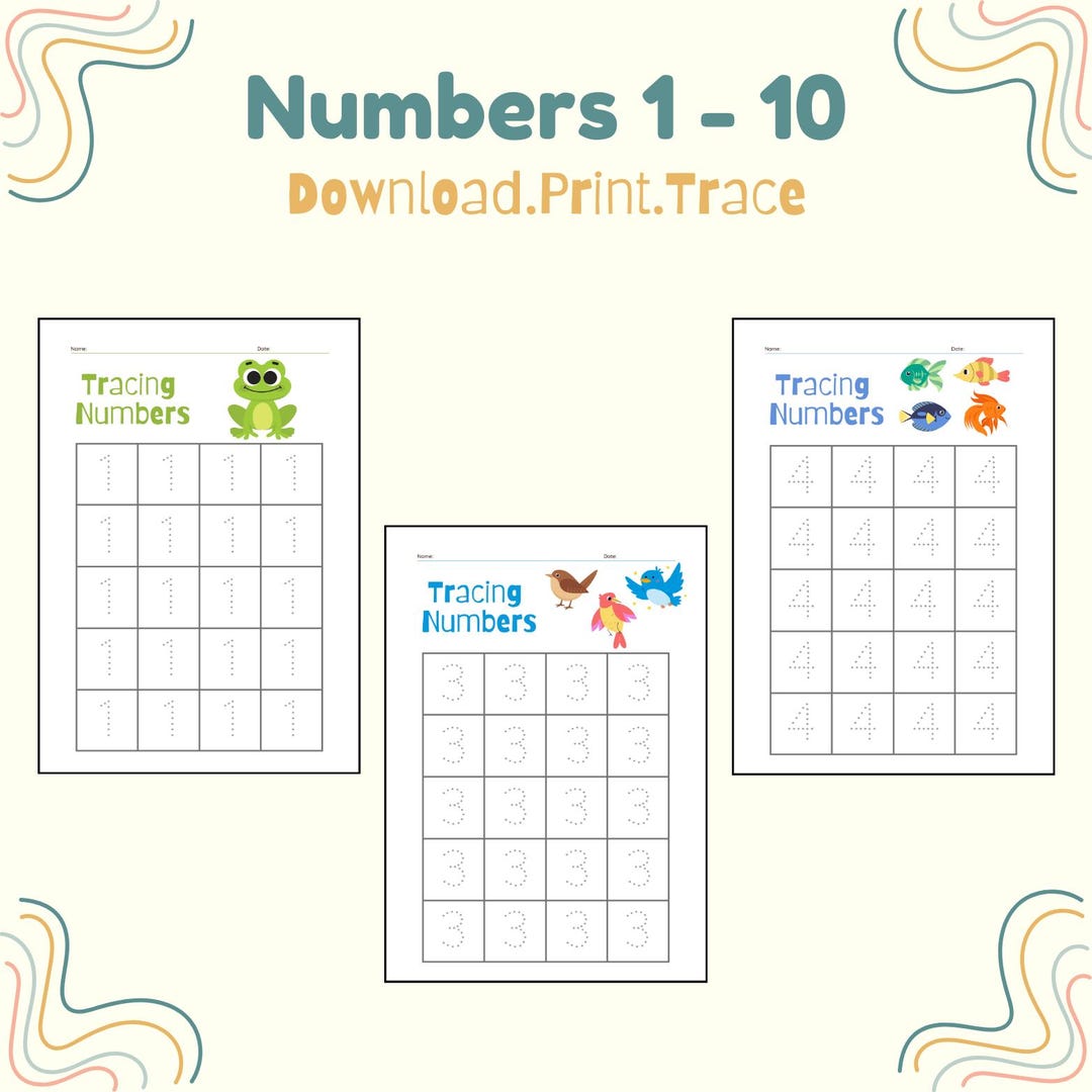 1 - 10 Preschool Printable Number Tracing Worksheet | Handwriting ...
