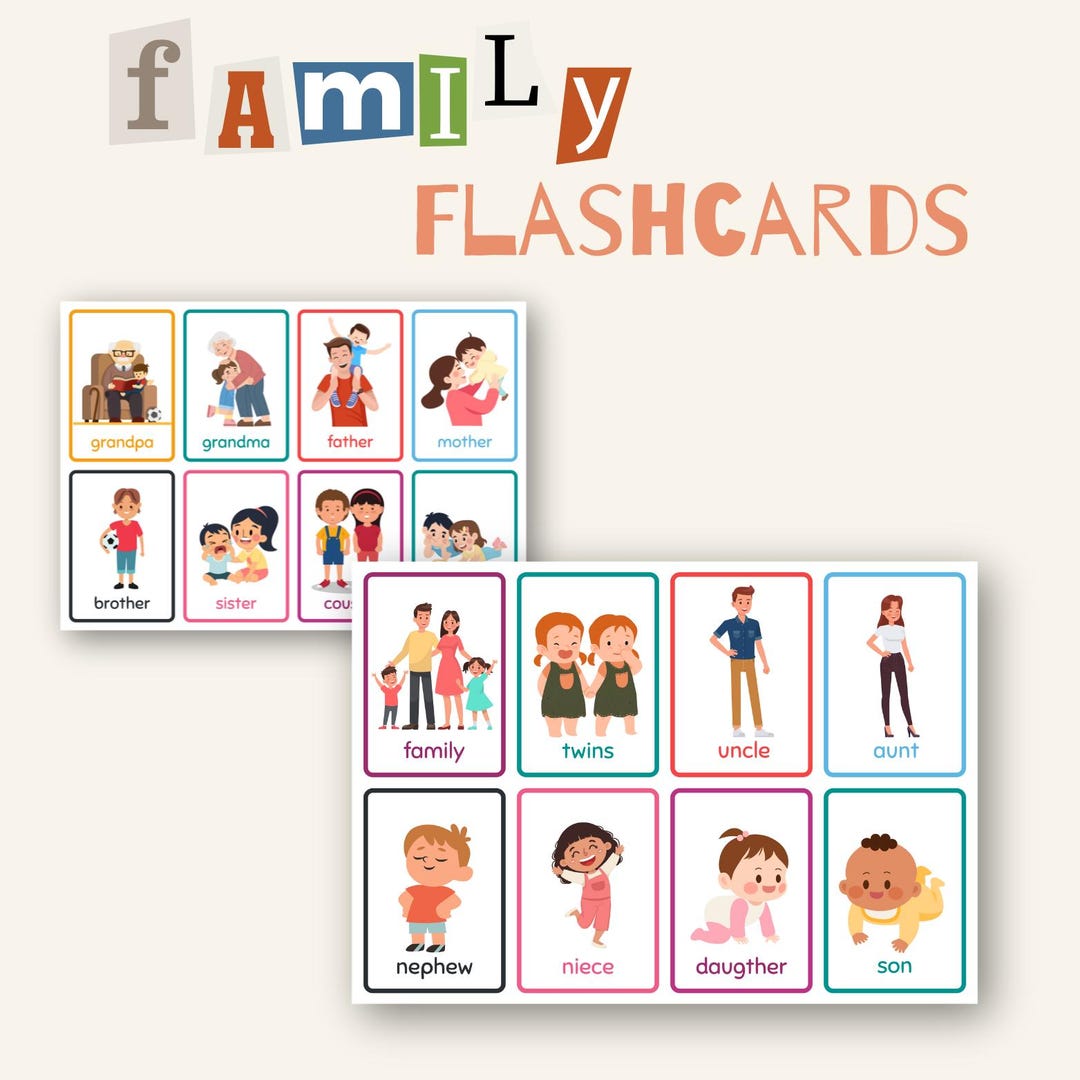Family Flashcards for Kids | 16 Cards | PDF Flashcards | Printable ...