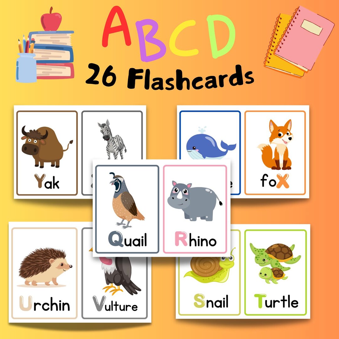 Alphabet Flashcards | 26 Digital Download Cards | Printable ABC Cards ...