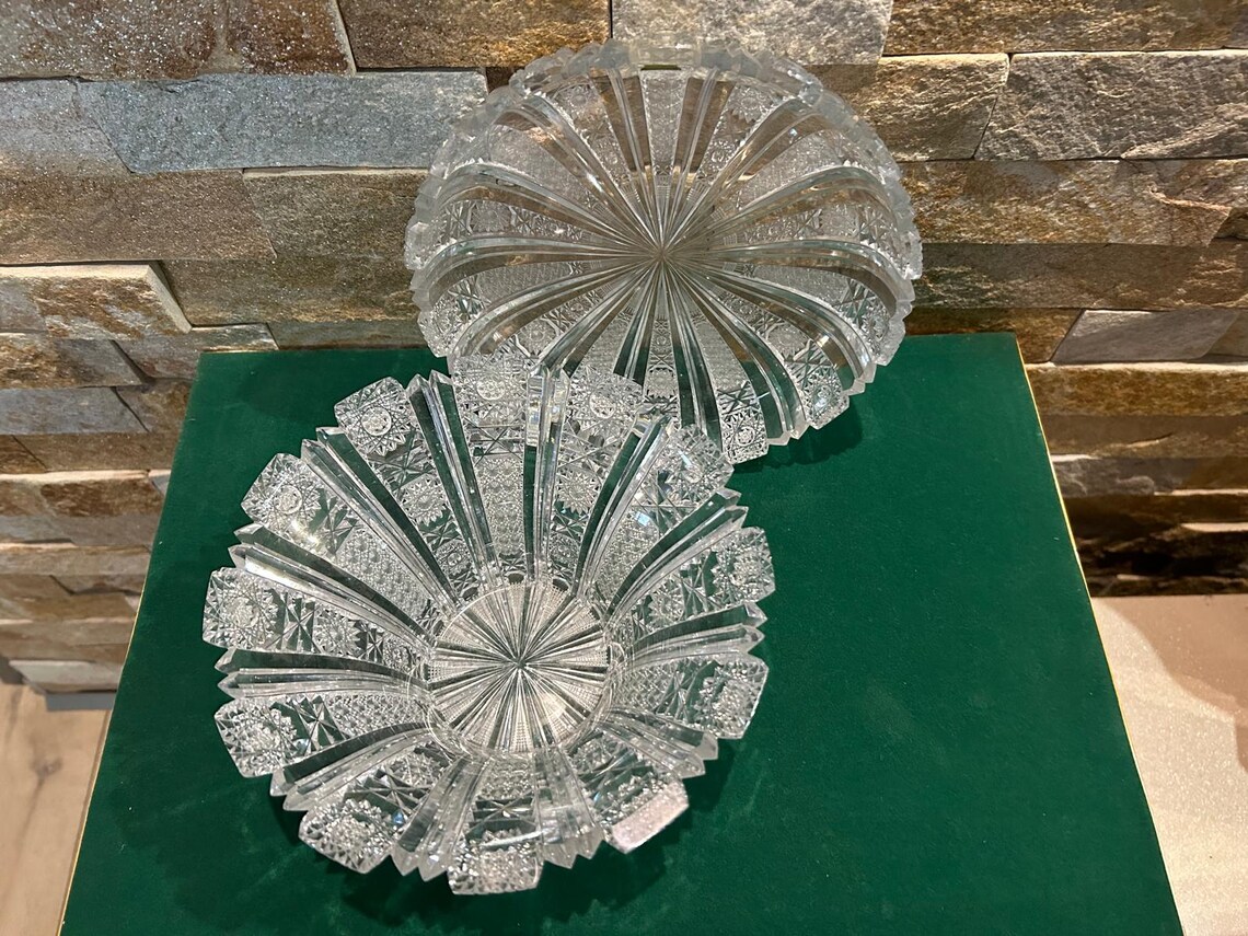 Lead Crystal Fruit Bowl and Platter Set, Collectible - Etsy