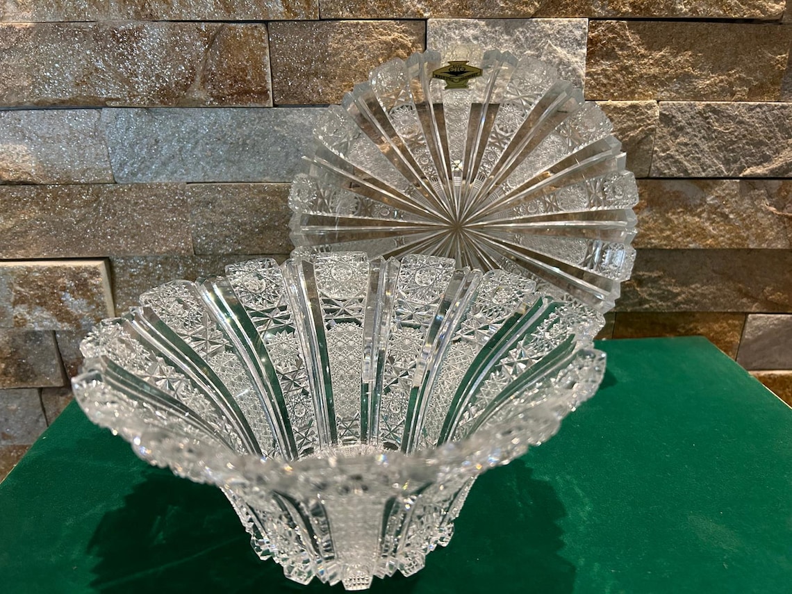 Lead Crystal Fruit Bowl and Platter Set, Collectible - Etsy
