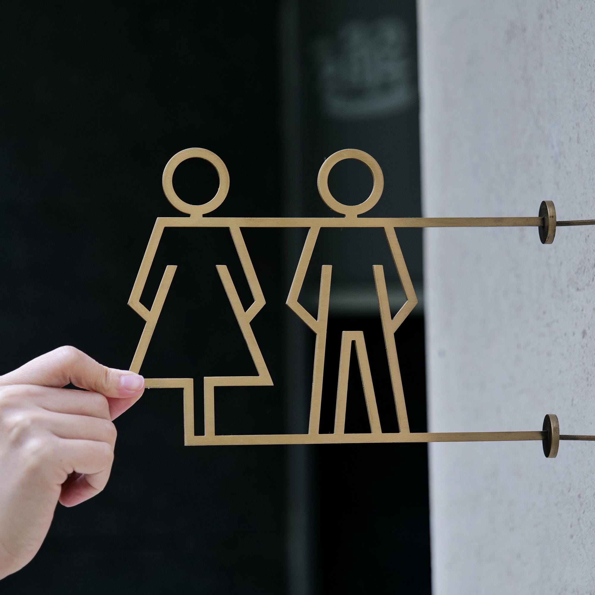 Custom Double-sided Restroom Sign - Premium Stainless Steel Toilet Sign ...