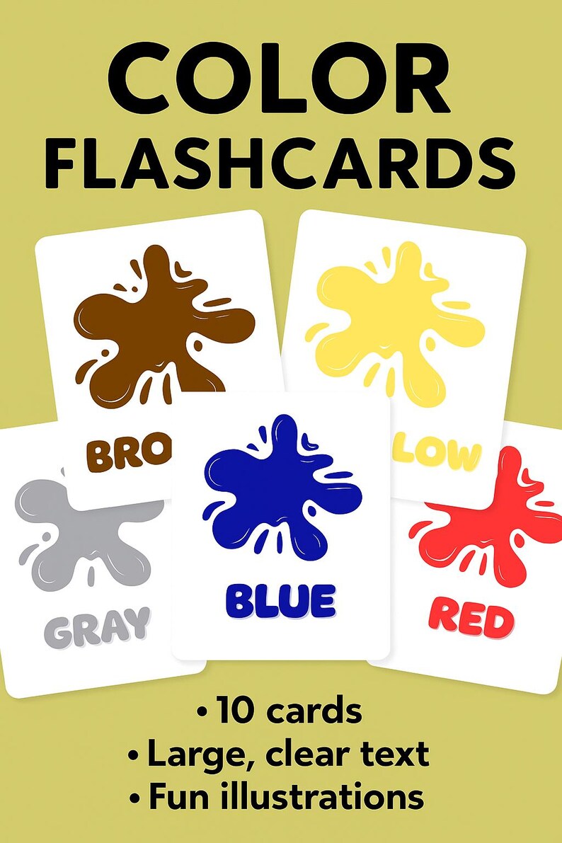 Color Flashcards for Kids – Printable PNG Set | Learn Colors ...
