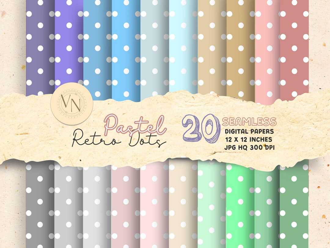 Boho Polka Dots Patterns, Soft Pastel Digital Papers, in Blue, Gray ...