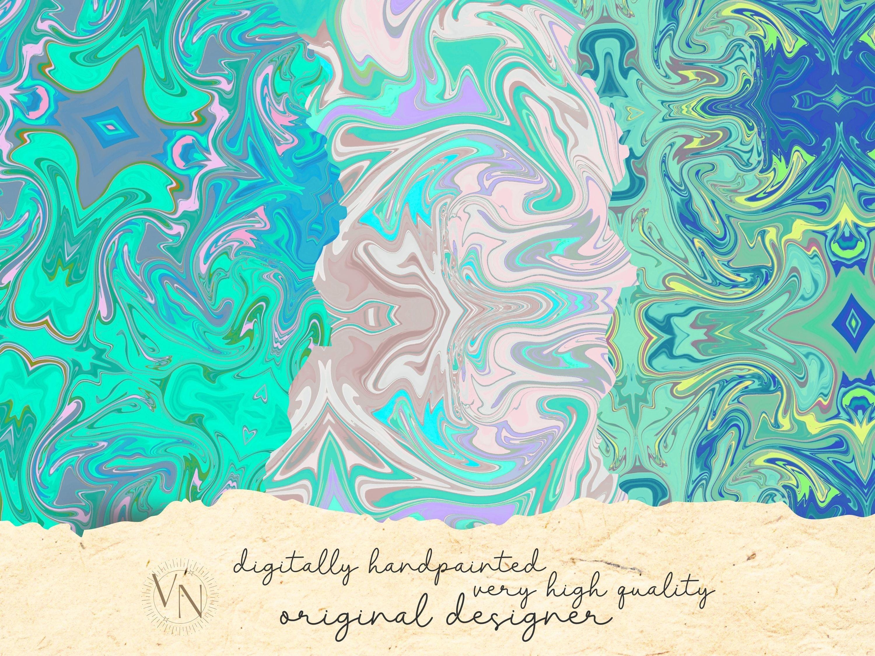 Groovy Retro Arabesque Dreamy Seamless Papers, Handpainted Seamless ...