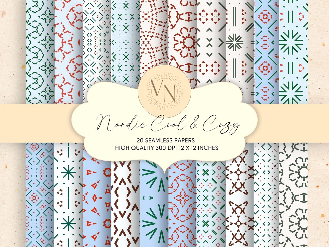 20 Winter Scrapbook Papers, Minimal Nordic Aesthetic, Seamless Digital ...