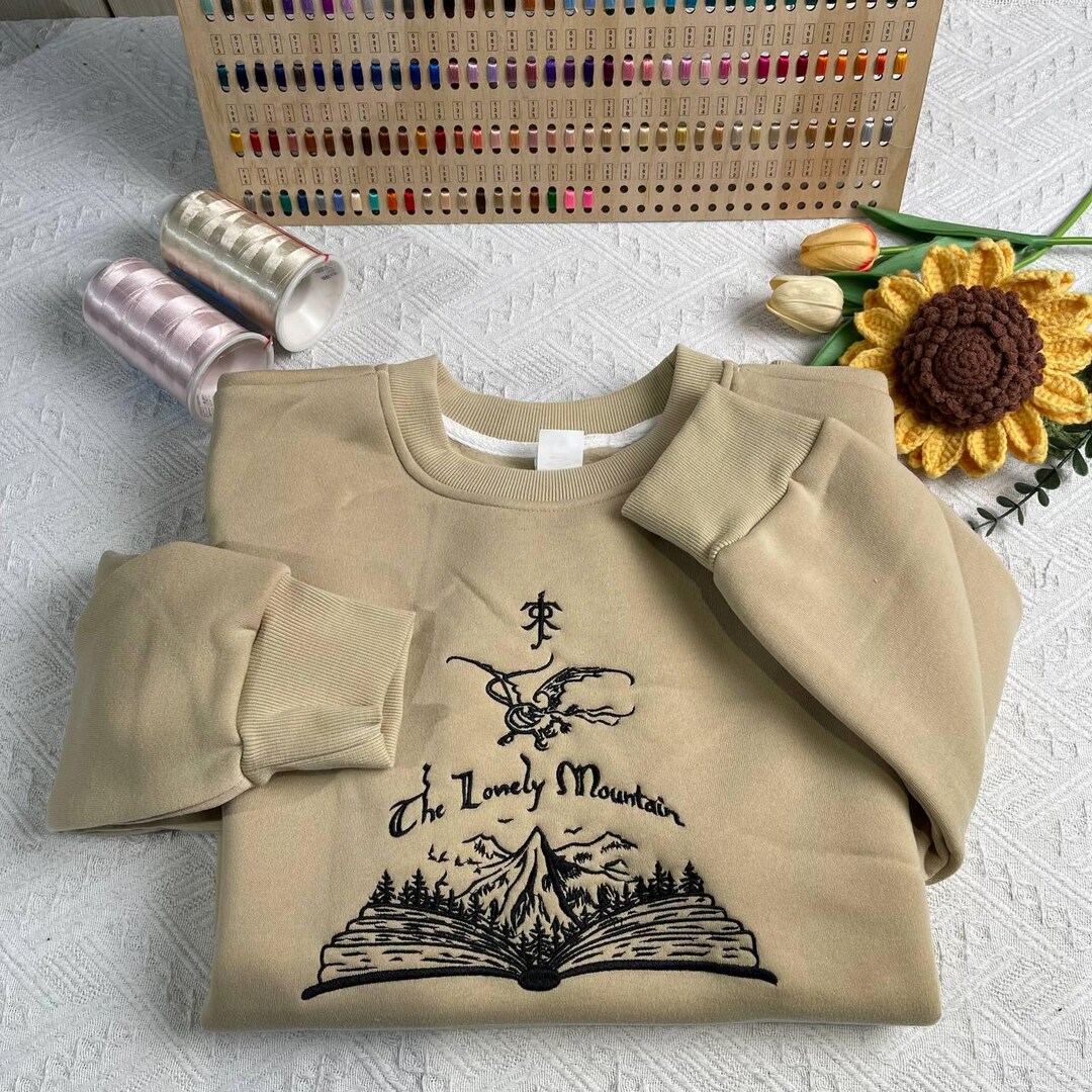 The Lonely Mountain Sweatshirt, Hobbit Embroidered Hoodie, Tolkien ...