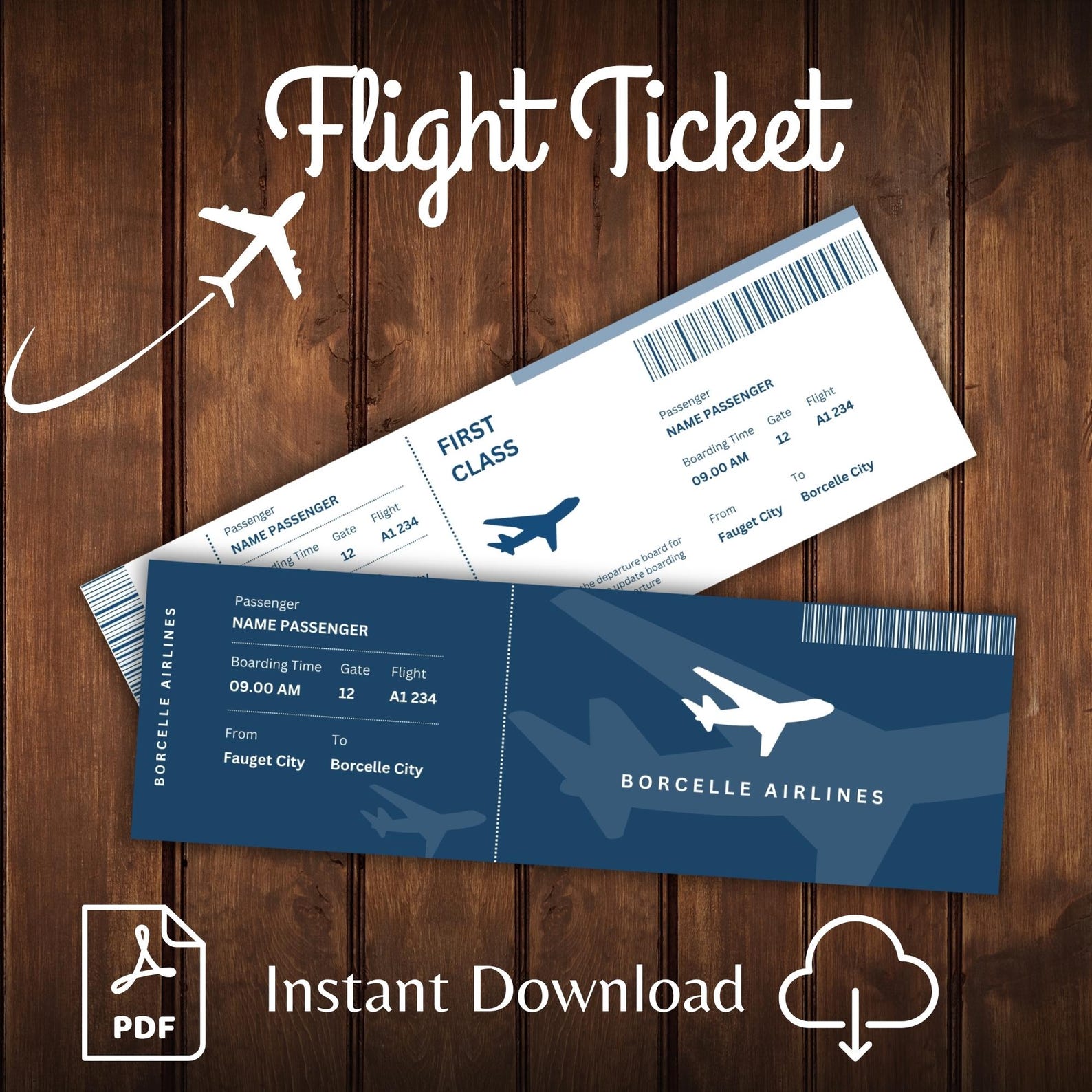Editable Boarding Pass, Canva. Template, Printable Airline Ticket ...