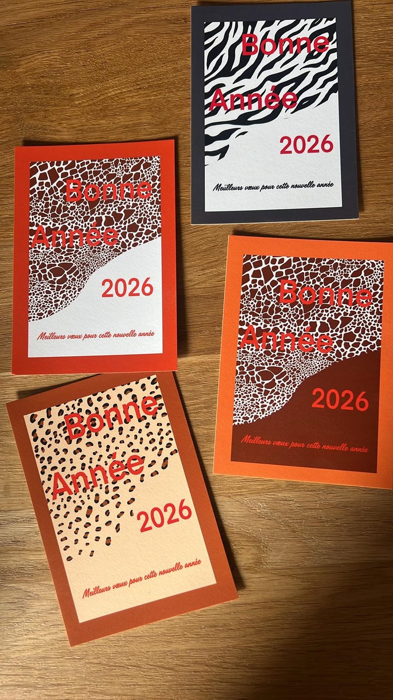 Carte De Voeux Bonne Année 2026 - Crte Graphique Moderne - Carte Nouvel ...