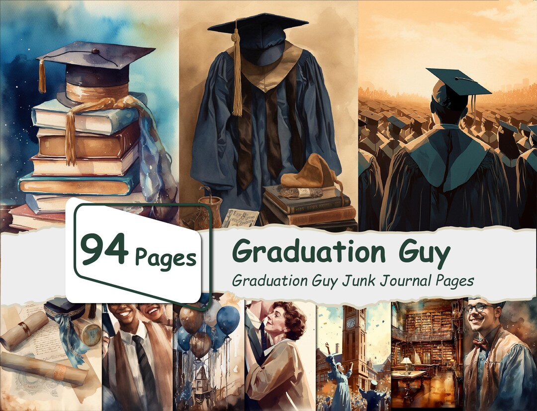 Graduation Guy Junk Journal Kit, Masculine Scrapbook Pages (digital ...