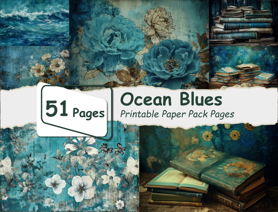 Ocean Blues Digital Paper Pack: Grungy Coastal Textures (digital ...