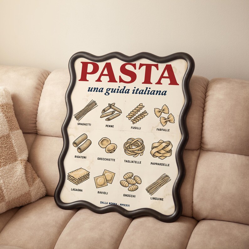 Vintage Pasta Guide Print: Italian Kitchen Wall Art - Etsy UK