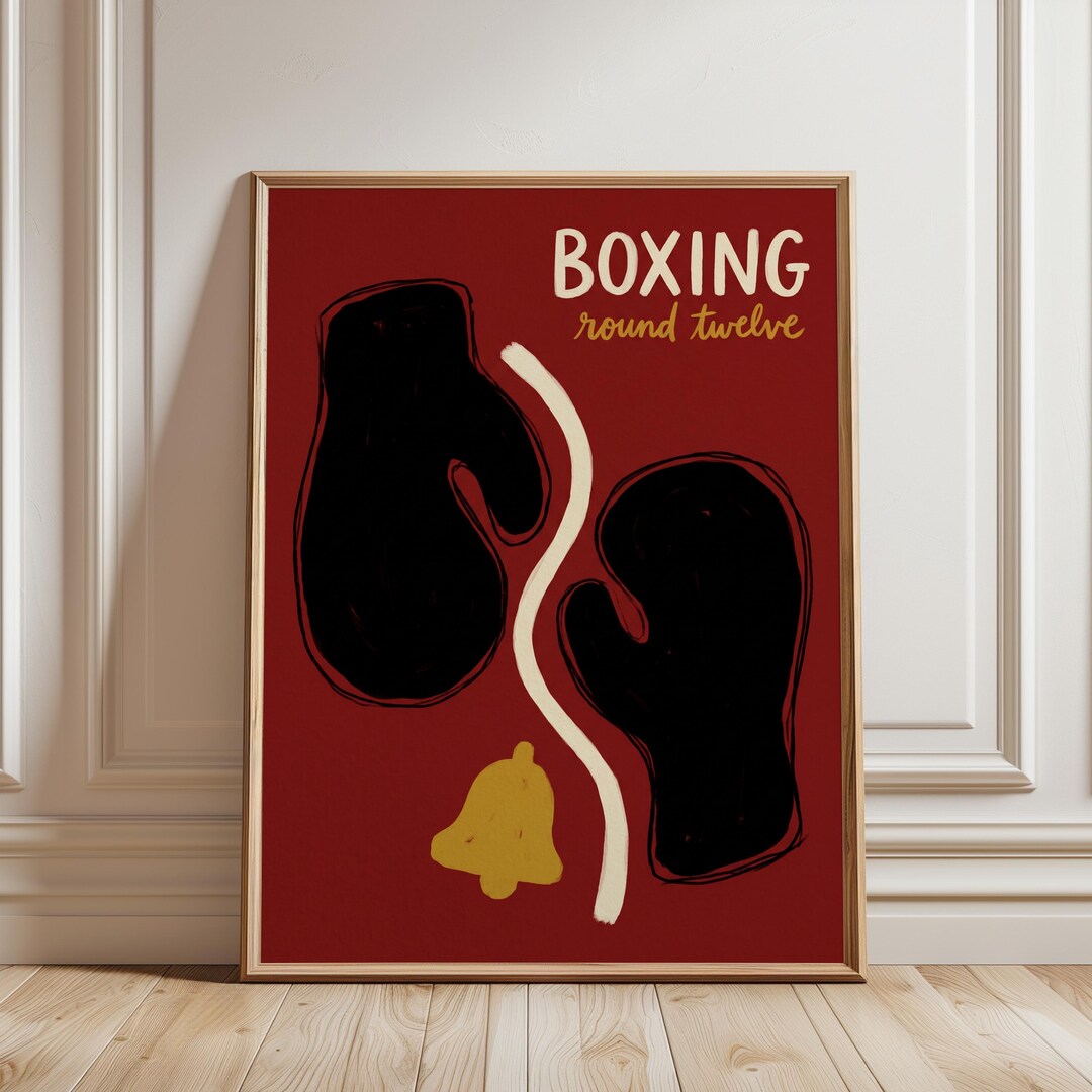 Vintage Boxing Gloves Print, Retro Round Twelve Sports Poster, Mid ...
