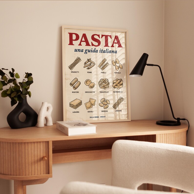 Vintage Pasta Guide Print: Italian Kitchen Wall Art - Etsy UK