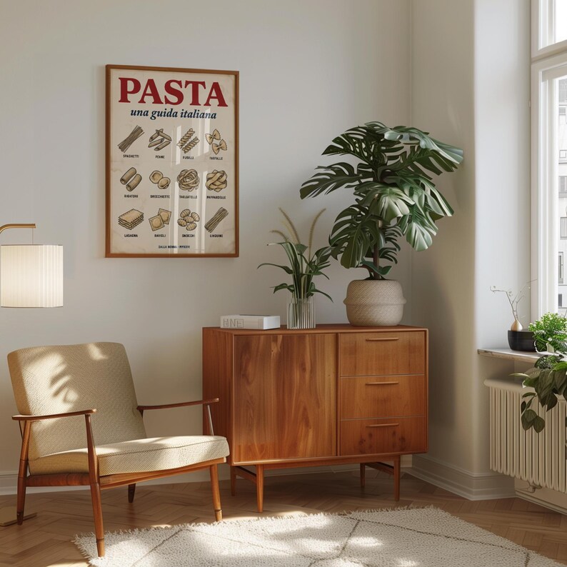 Vintage Pasta Guide Print: Italian Kitchen Wall Art - Etsy UK