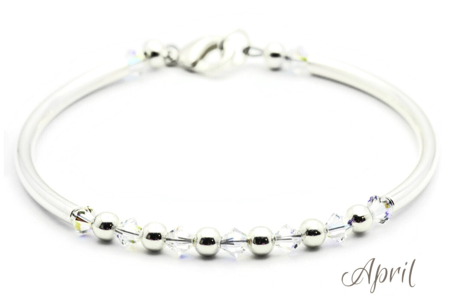 April Birthstone, Diamond Birthstone Bracelet, Birth Month Bracelet ...
