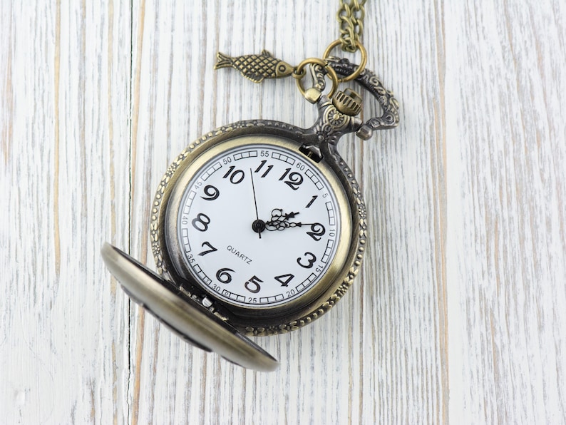 Large Mouth Bass Bronze Pocket Watch Long Necklace / Unique Watches ...